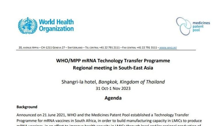 WHO/MPP regional mRNA meeting in SEARO/WPRO – Chula Vaccine Research Center